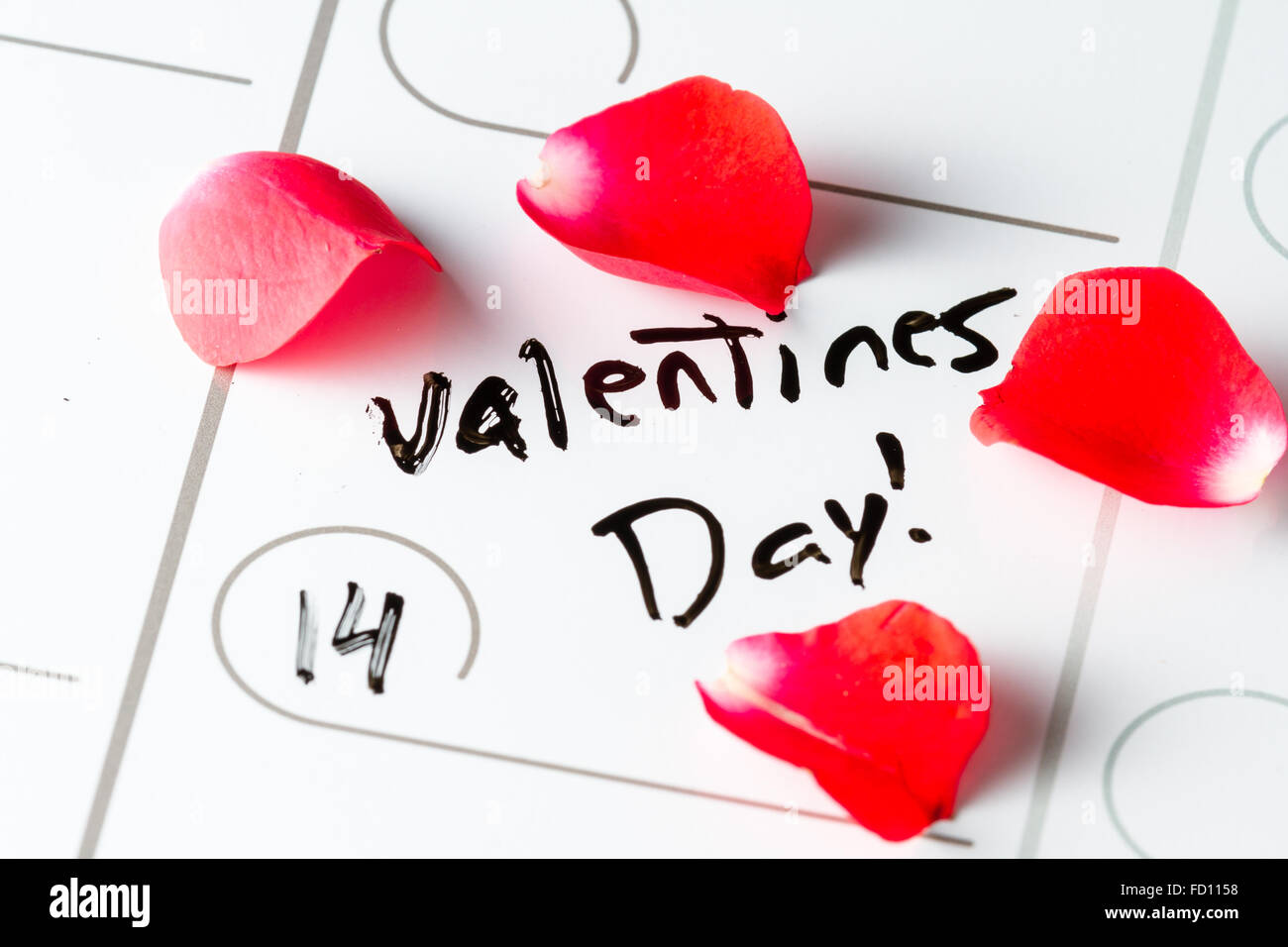 Day planner or calendar with Valentines day marked written on it Stock ...