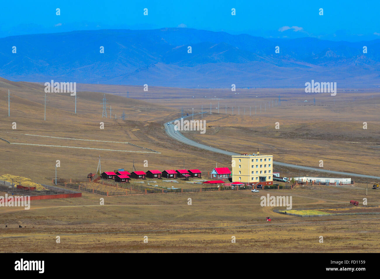 A modern settlement in the Gobi Desert in Mongolia Stock Photo - Alamy