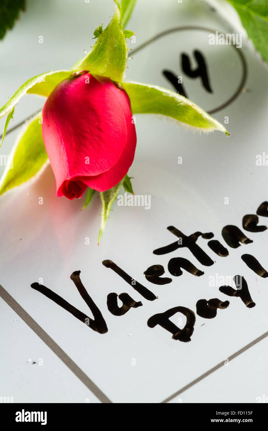 Day planner or calendar with Valentines day marked written on it Stock ...