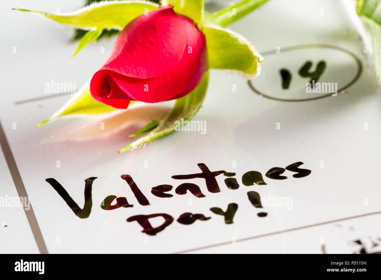 Day planner or calendar with Valentines day marked written on it Stock ...