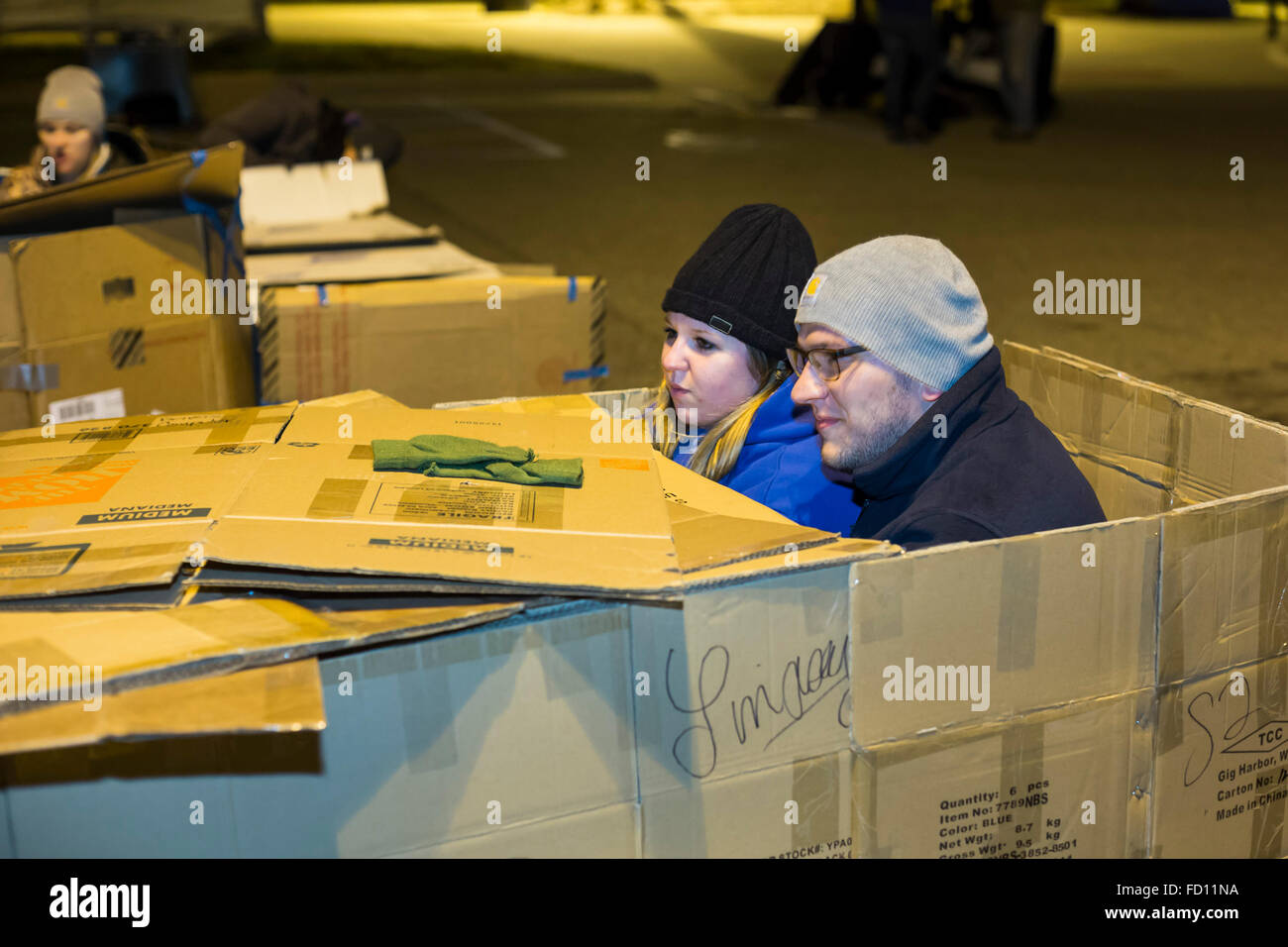Homeless sleeping in cardboard box hi-res stock photography and images ...