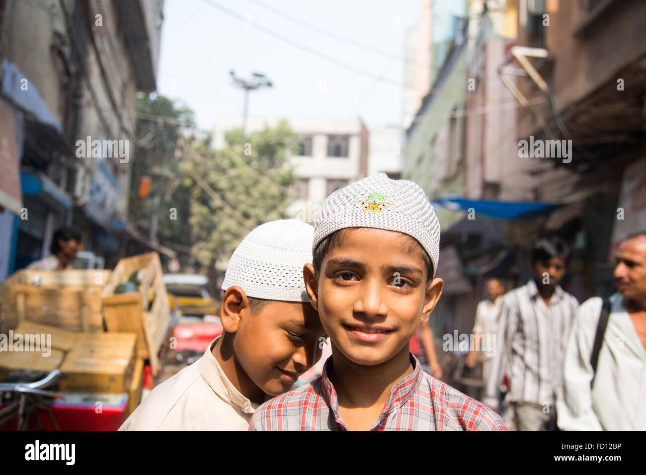 Muslim boys in Old Delhi, India Stock Photo - Alamy
