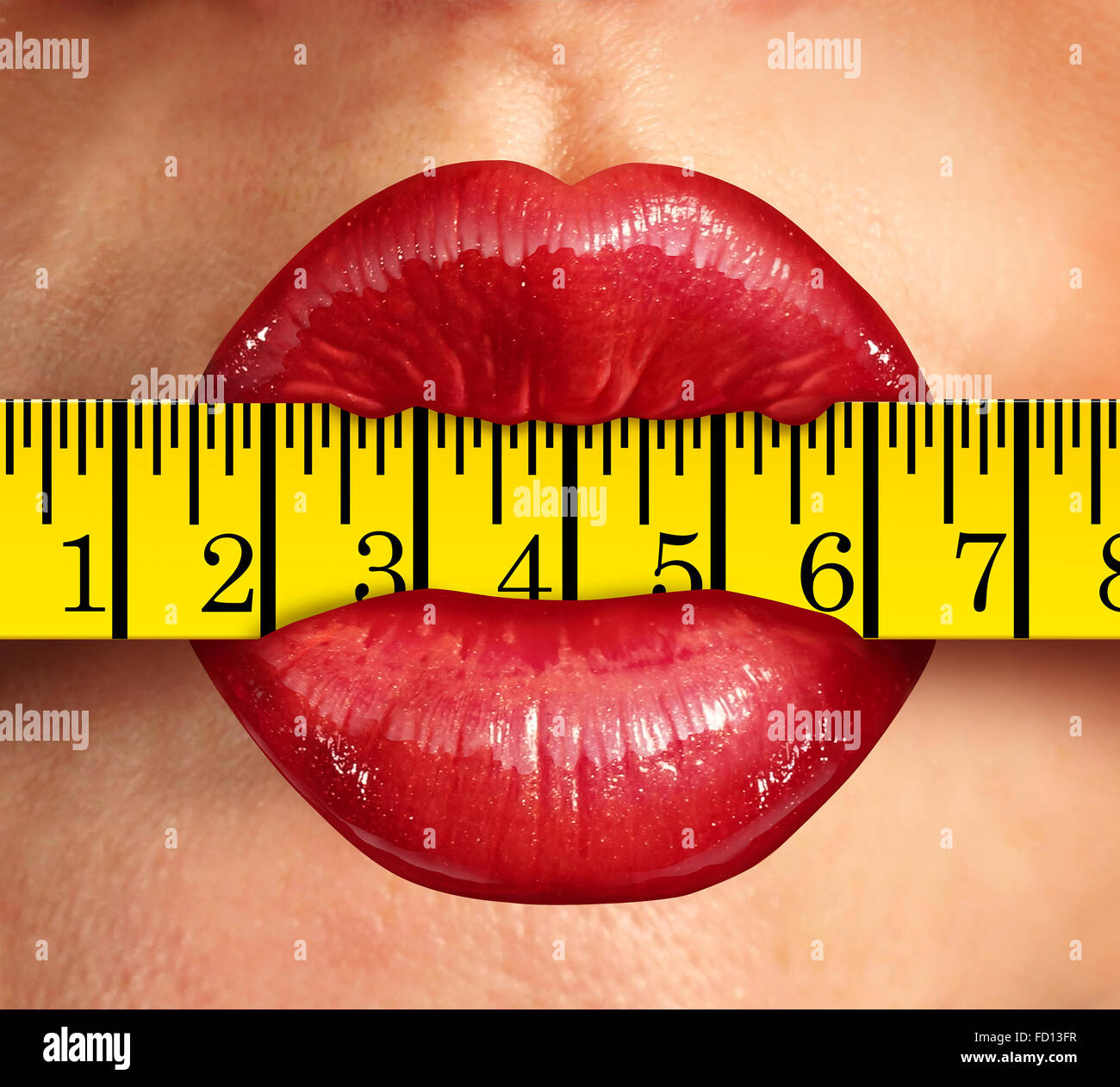 Woman tape measure mouth hi-res stock photography and images - Alamy
