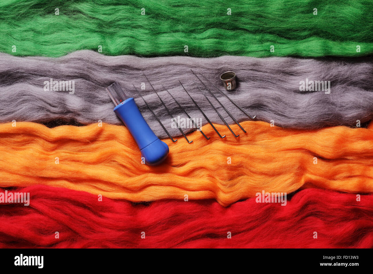 Tools for handmade toy made from wool Stock Photo - Alamy