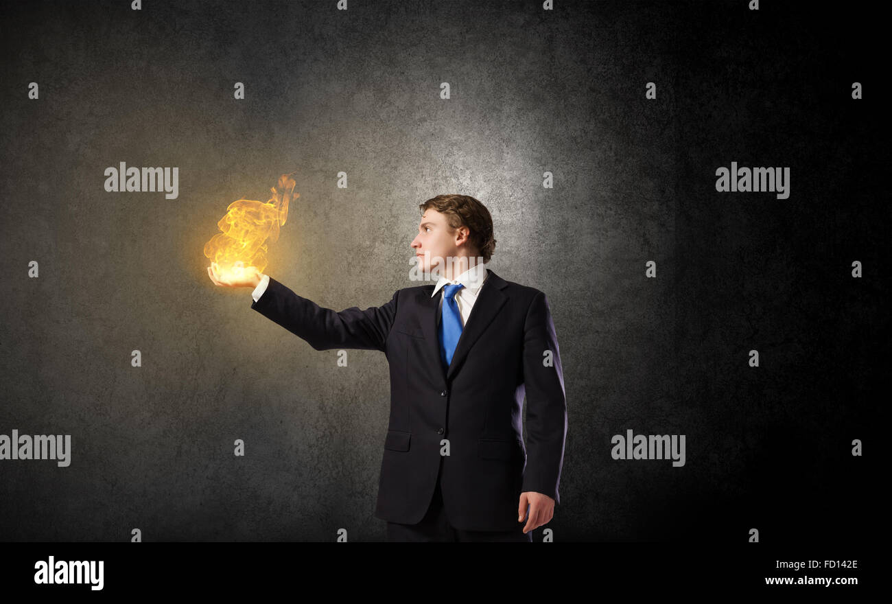 Fire flames in palm hi-res stock photography and images - Alamy