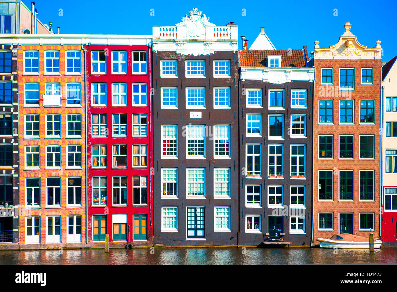 Traditional dutch medieval houses in Amsterdam, Netherlands Stock Photo ...