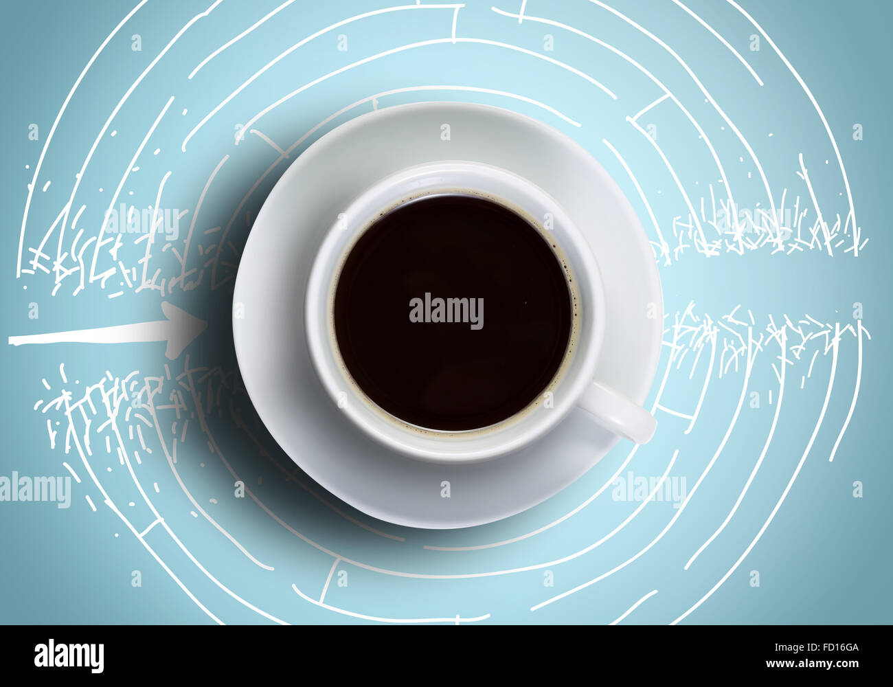 Close up of cup of coffee and labyrinth at background Stock Photo - Alamy