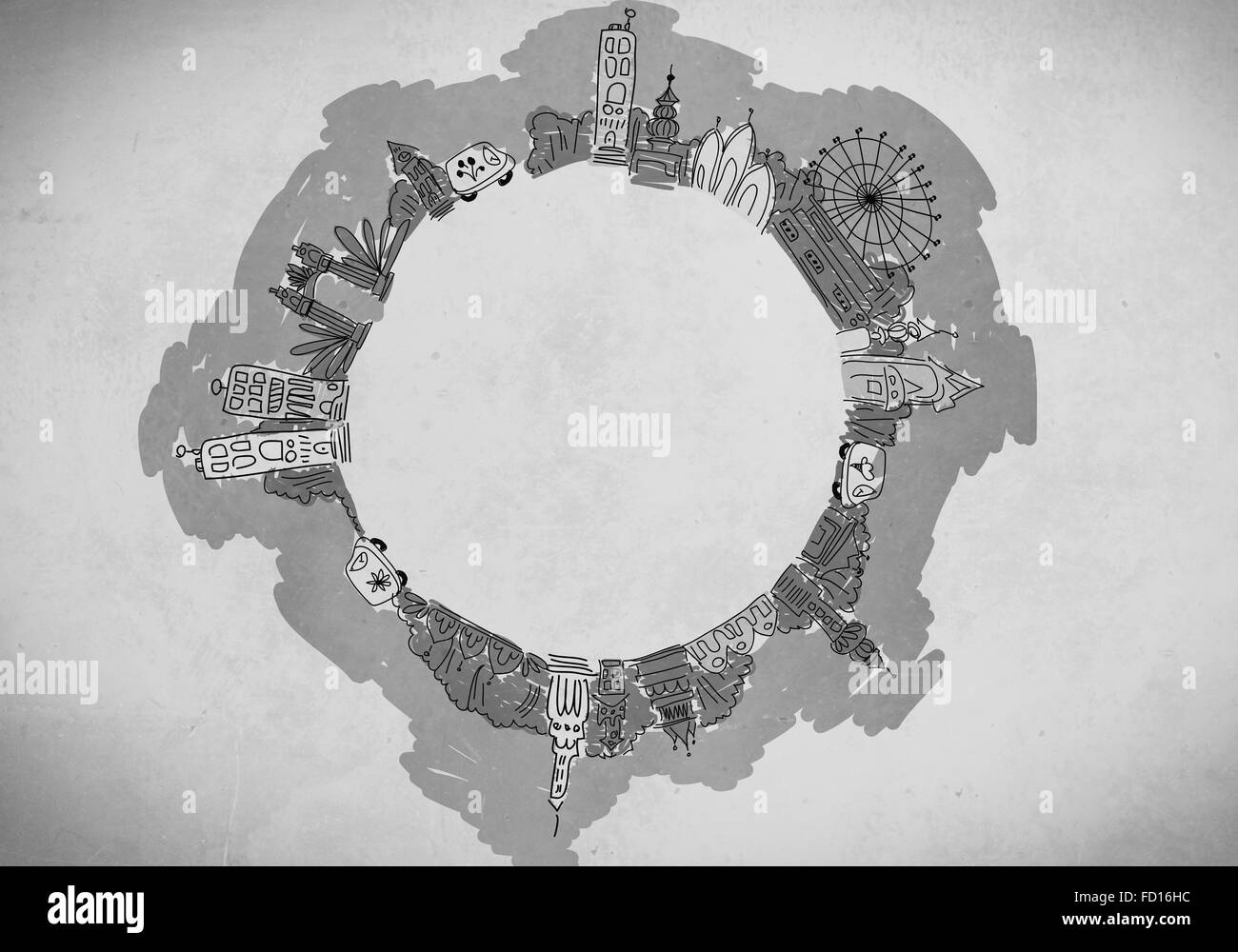 Background image with building sketches. Place for text Stock Photo - Alamy