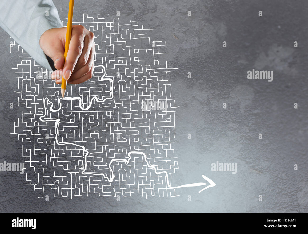 Close up of hand drawing labyrinth on cement wall Stock Photo - Alamy