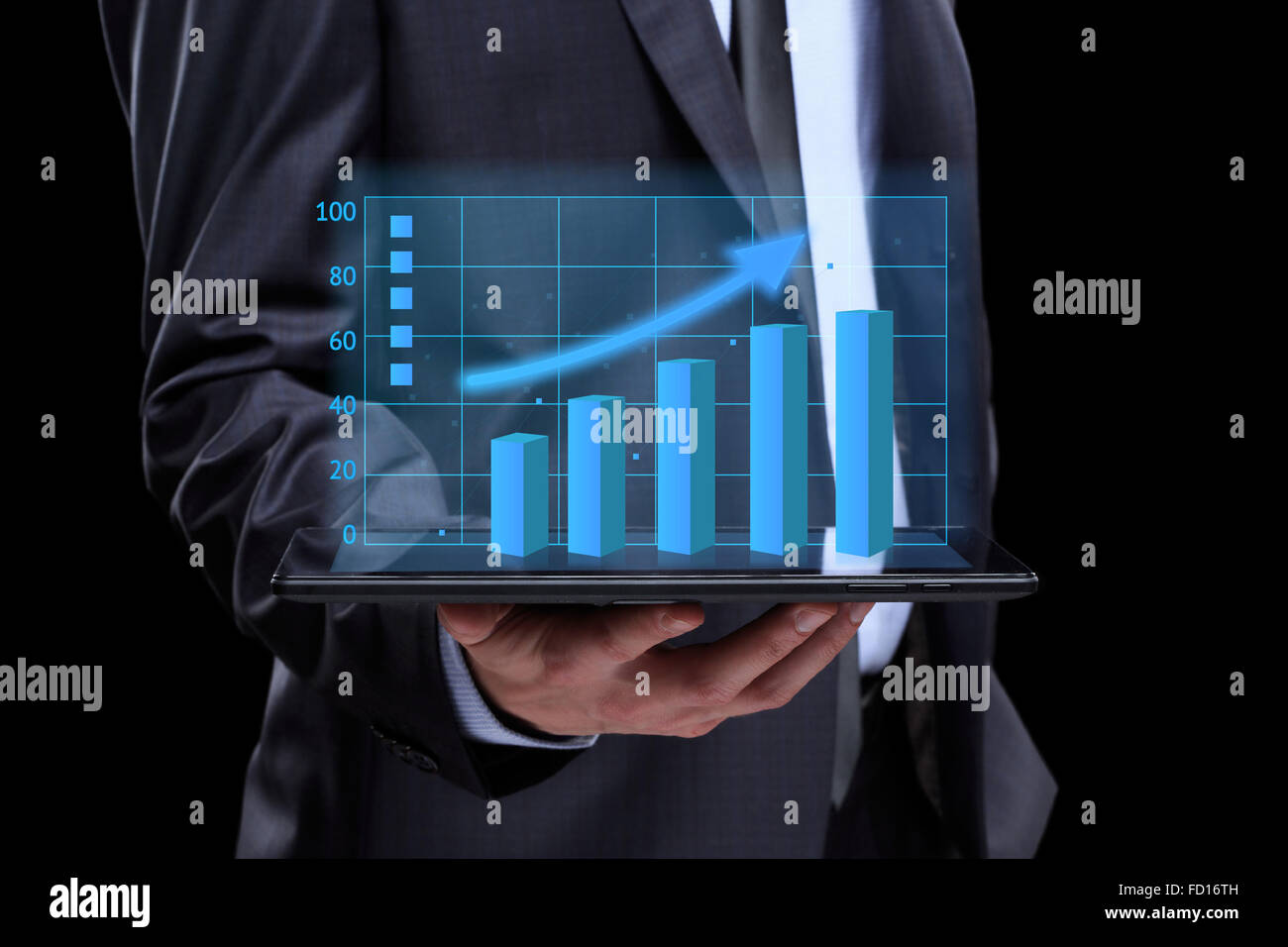 usinessmen, hand touch screen graph on a tablet Stock Photo - Alamy