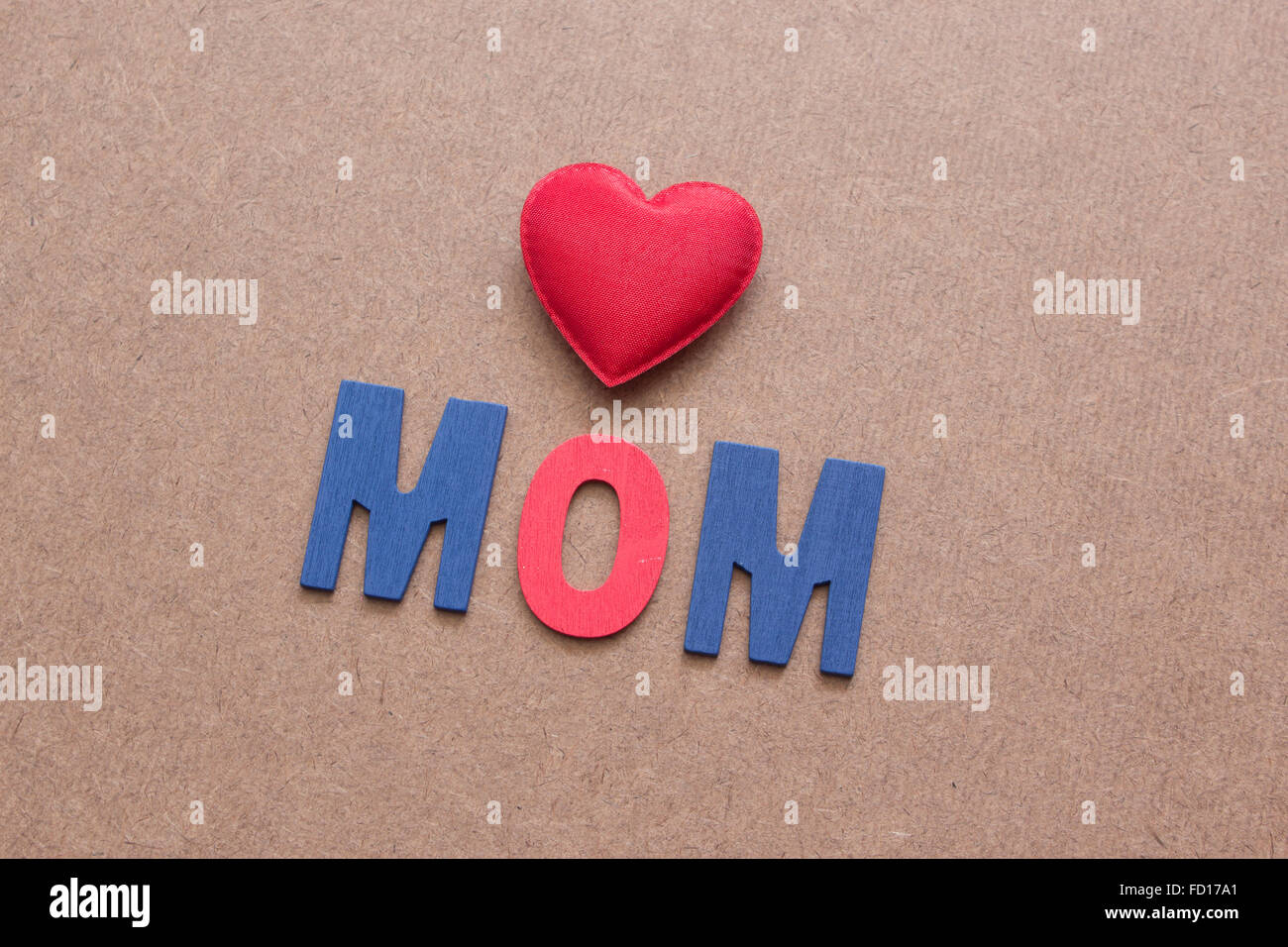 Love Mom,Mothers Day Background With Red Heart Shape and Letter Stock ...