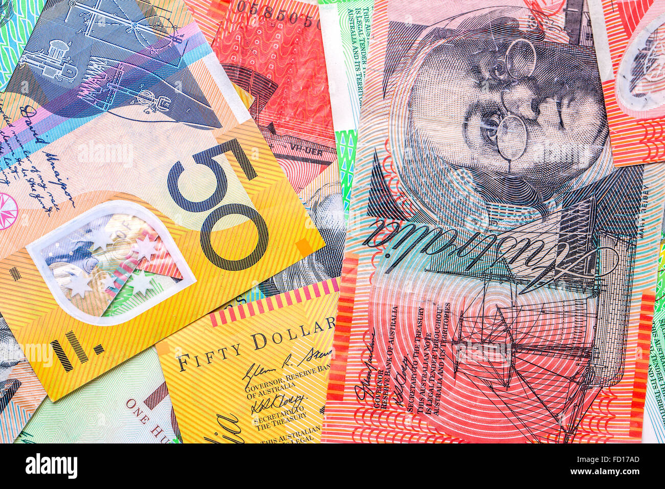 Assorted Australian currency - comprised of fifty ($50), twenty ($20 ...