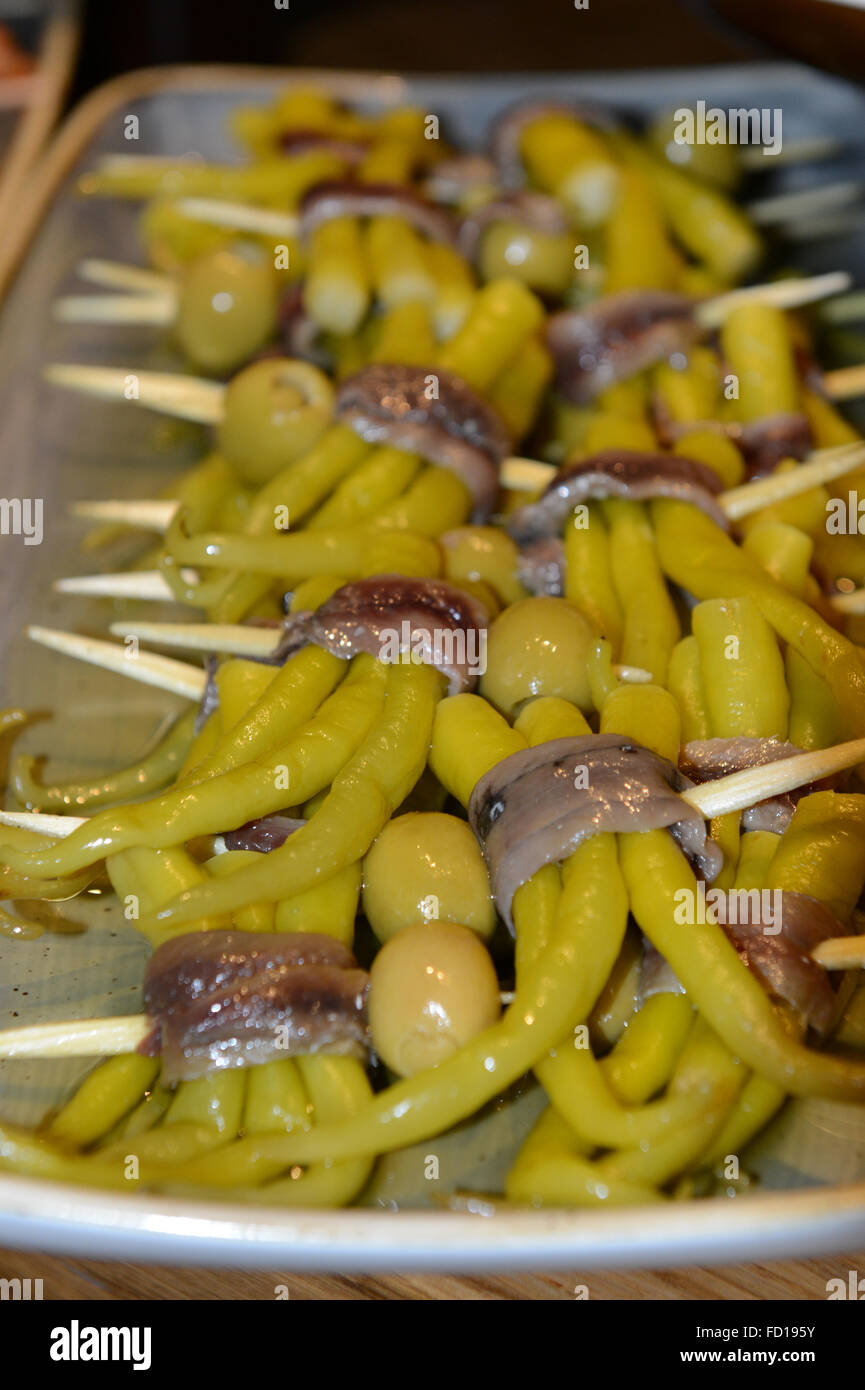 The Gilda Pintxo is very popular in San Sebastian and the Basque region ...