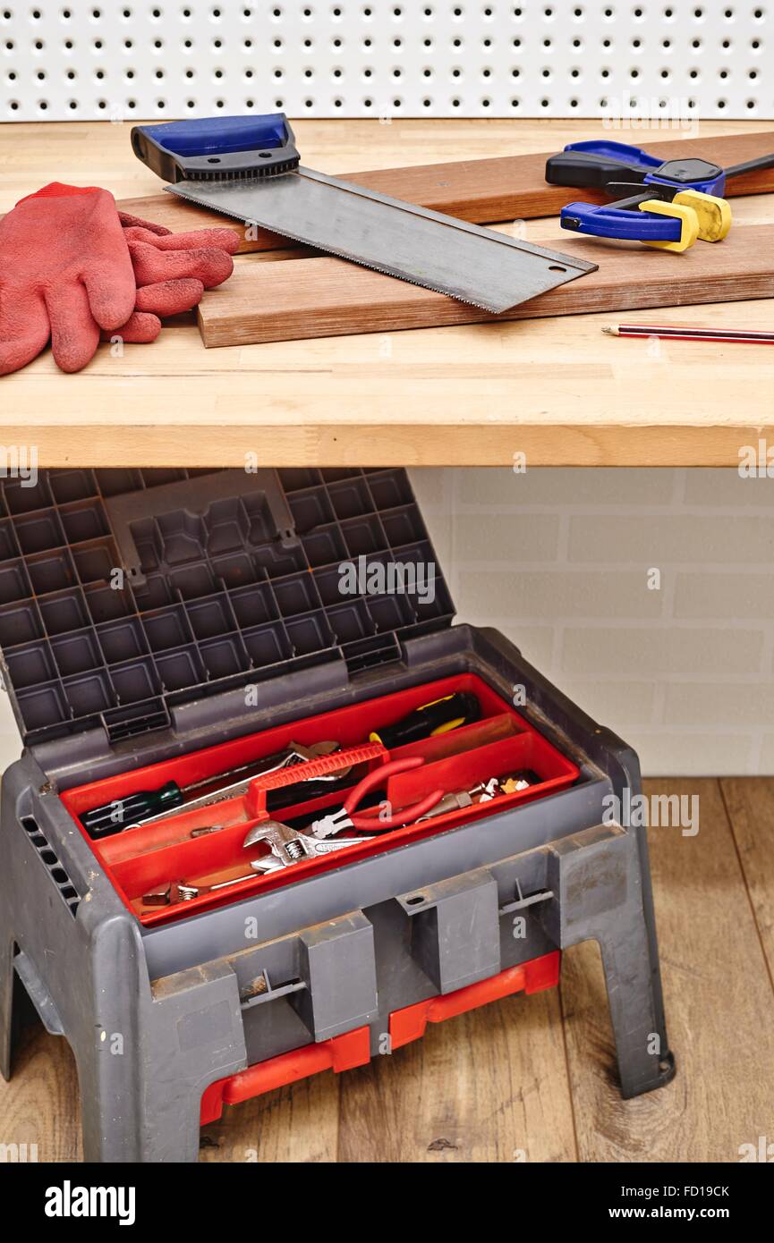 A studio photo of workshop tool bench Stock Photo - Alamy