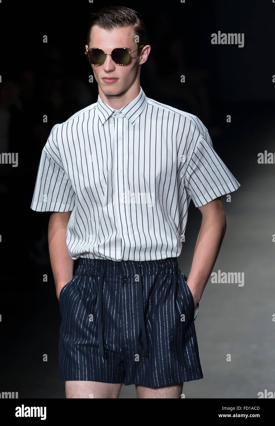 NEW YORK, NY - JULY 14, 2015: Kit Butler walks the runway during the ...