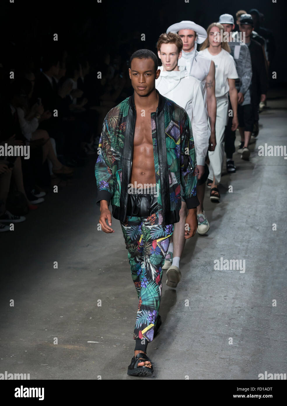 NEW YORK, NY - JULY 14, 2015: Conrad Bromfield walks the runway during ...