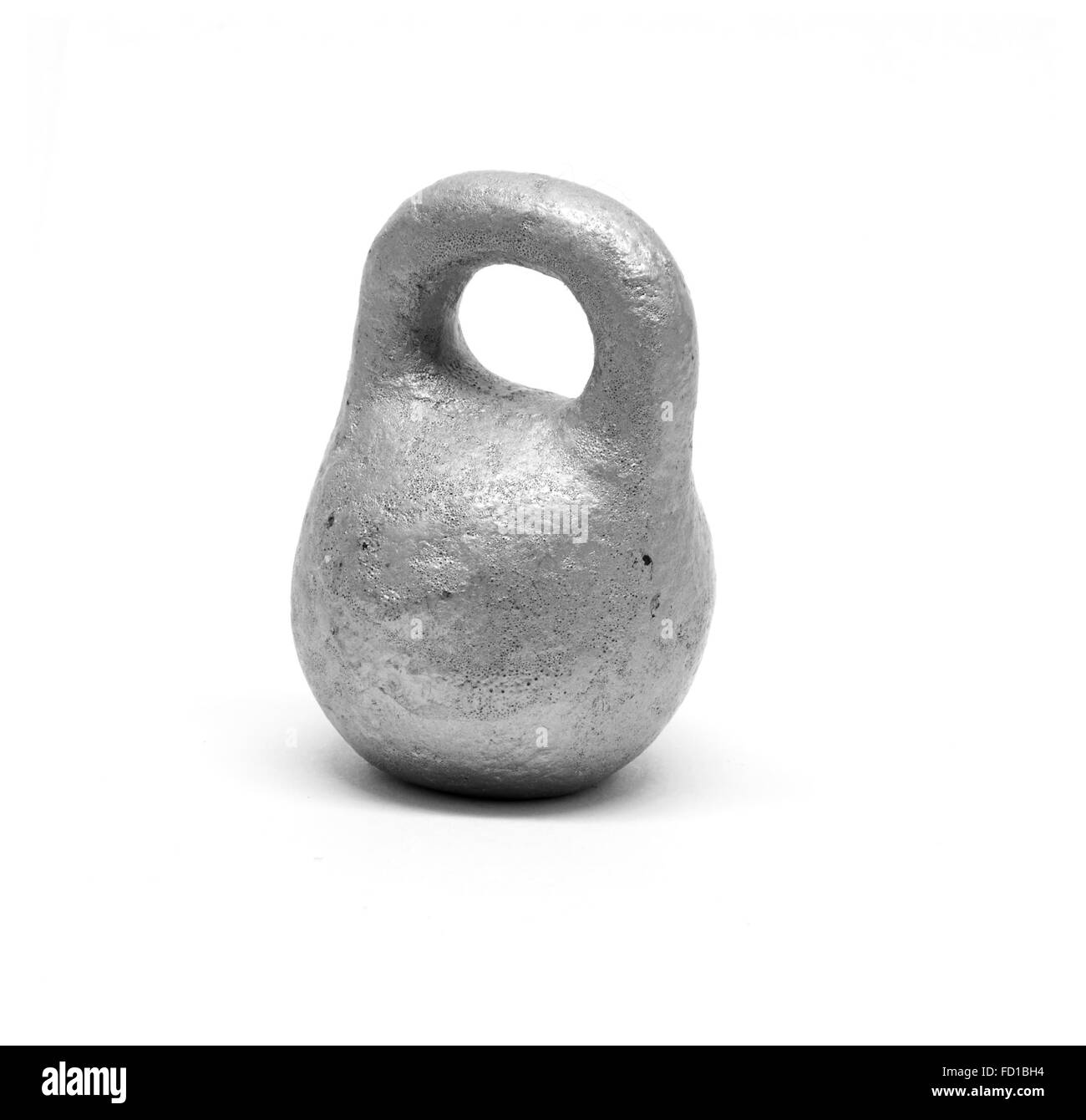 Isolated iron silver kettlebell over white background Stock Photo - Alamy