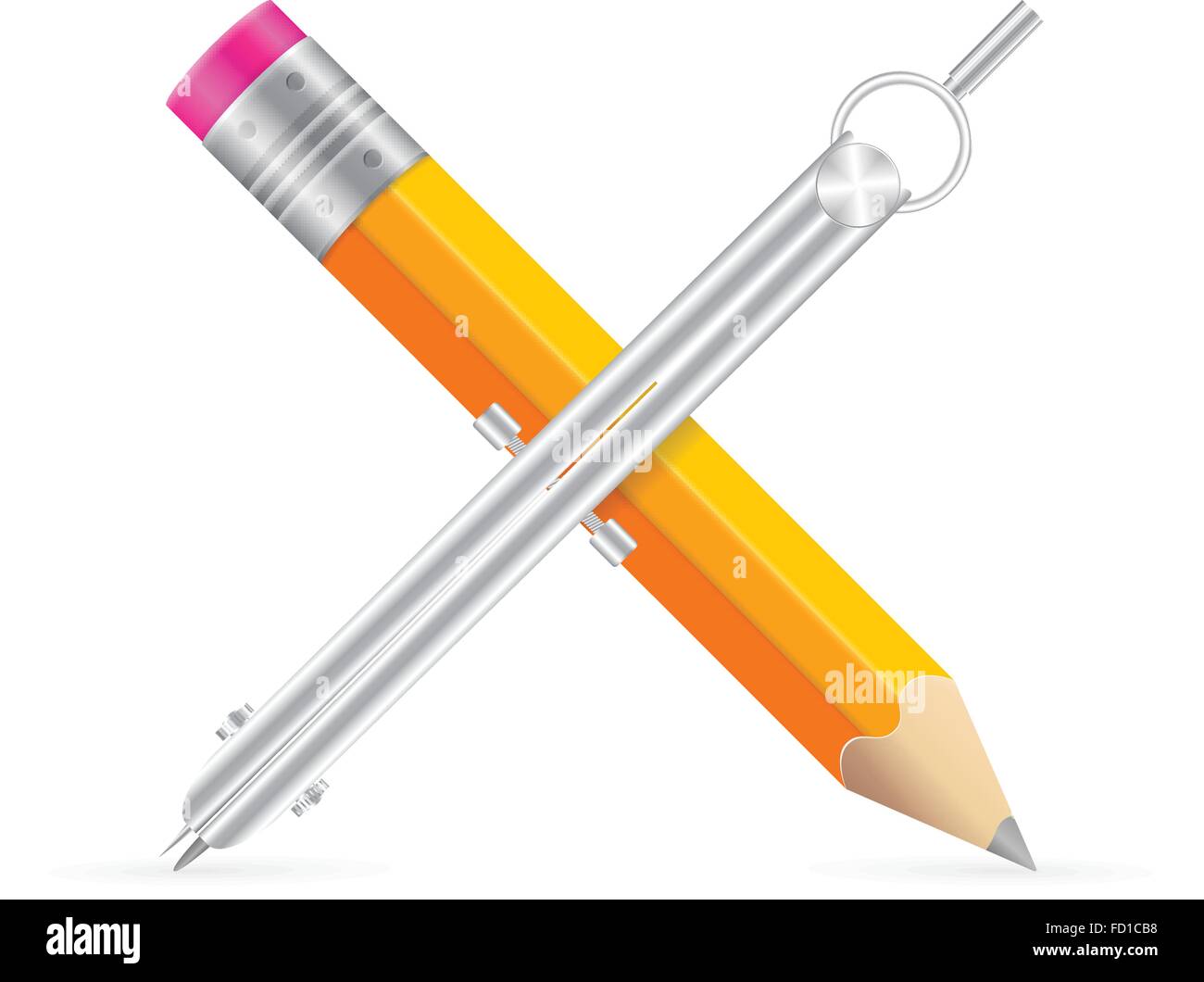 Pencil and drawing compass icon on a white background Stock Vector ...