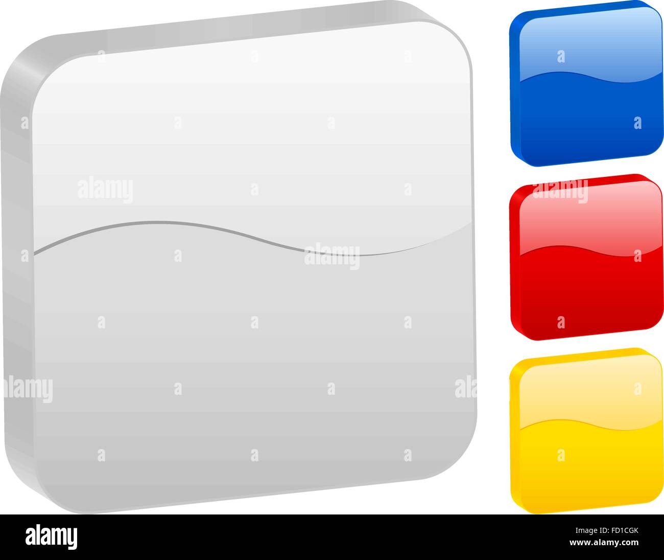 3d rounded square icon set isolated on a white background. Vector ...
