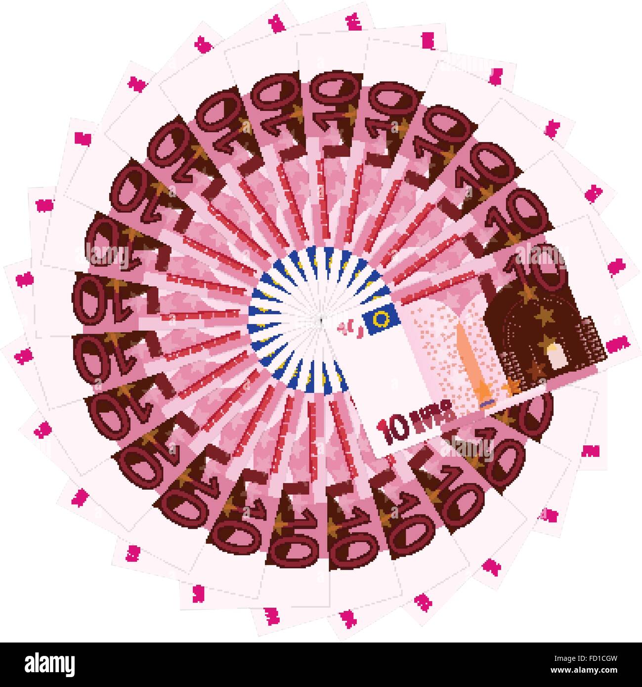 Ten banknotes on a white background. Vector illustration Stock Vector ...