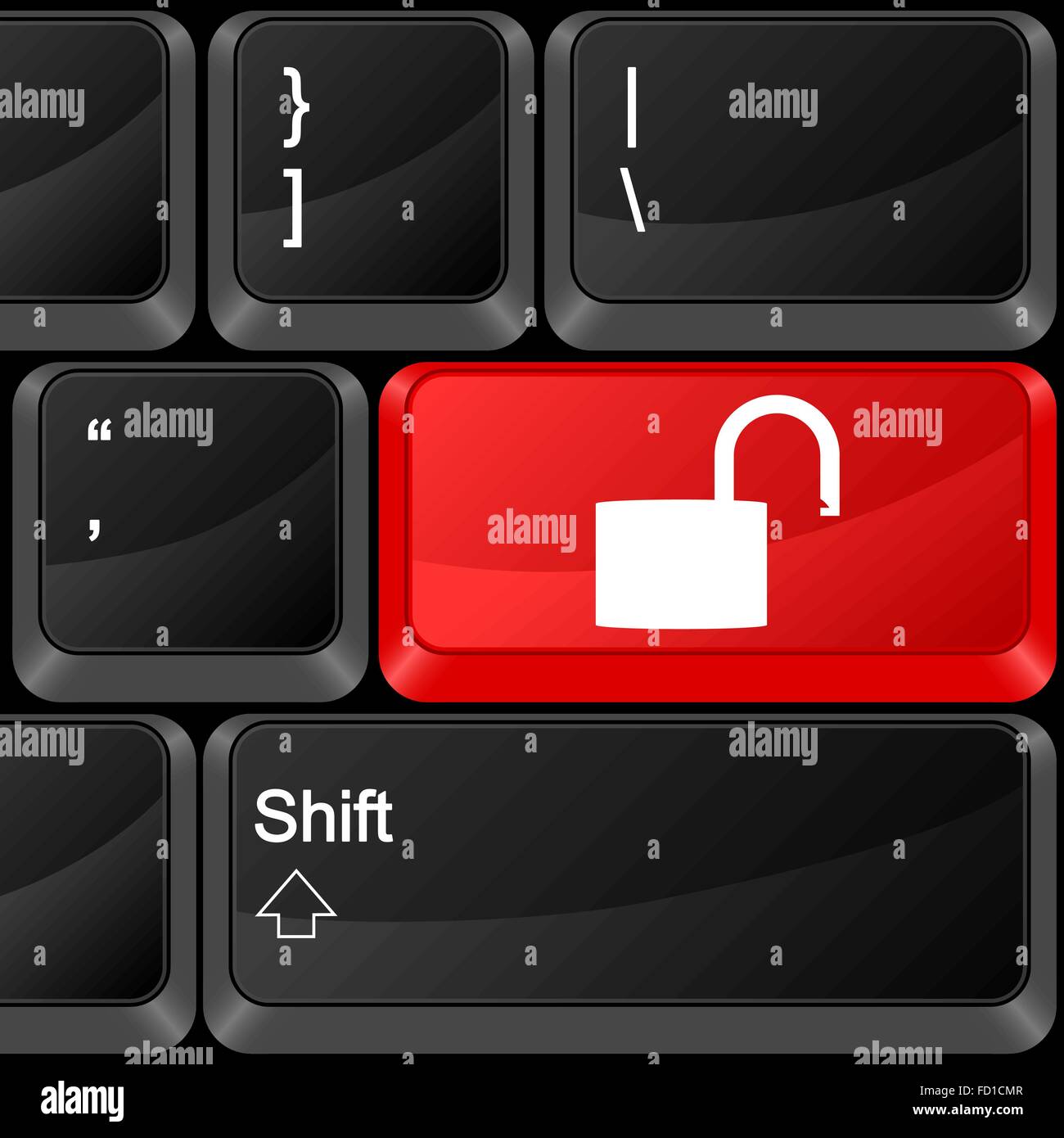 Keyboard computer button padlock open. Vector illustration Stock Vector ...
