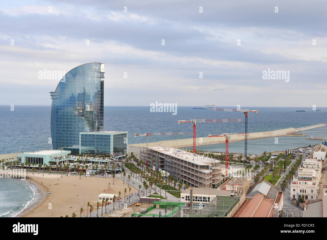 Barcelona sea shore in cloudy and rainy weather Stock Photo - Alamy