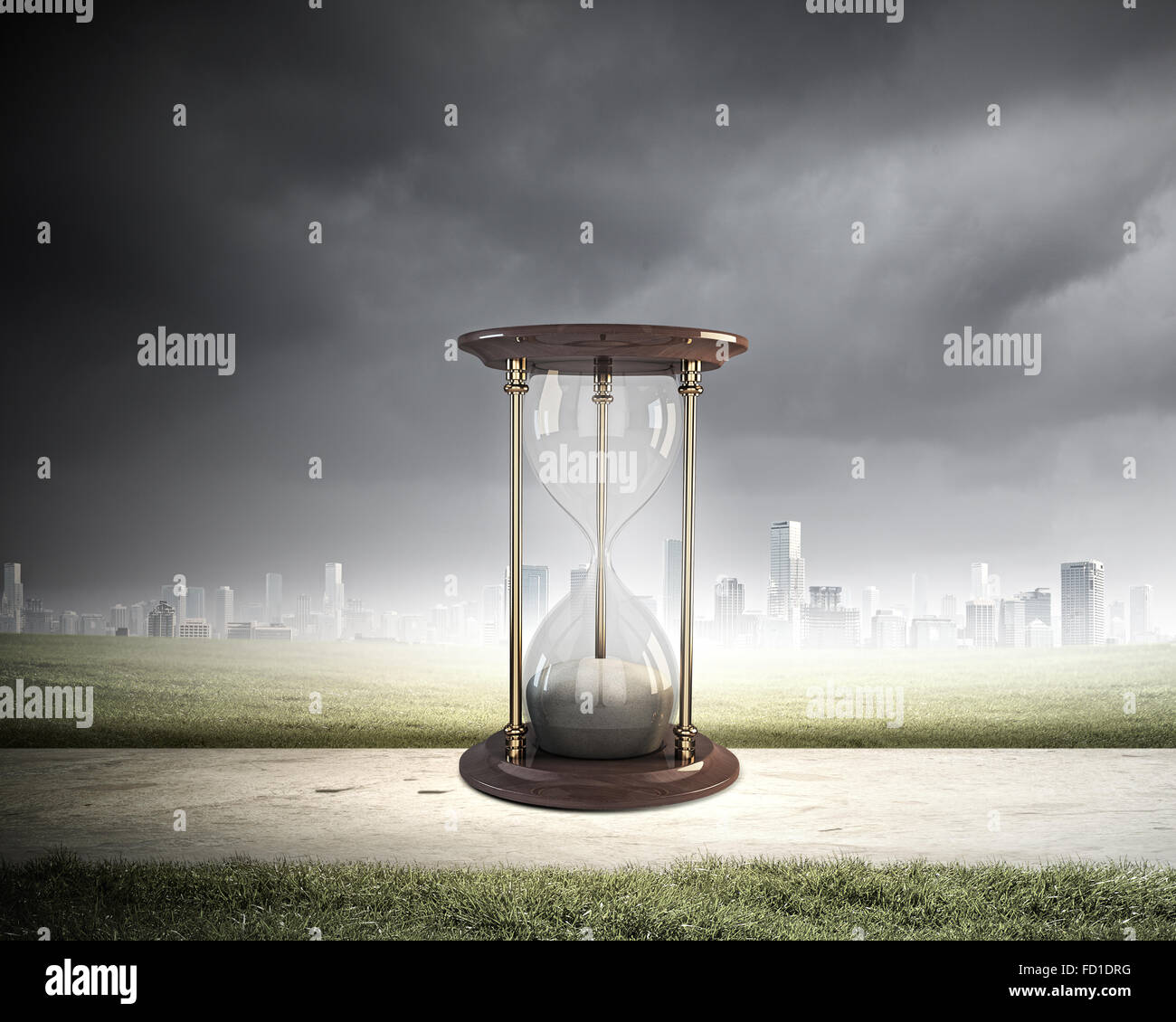 Conceptual image with huge sandglass. Time concept Stock Photo - Alamy