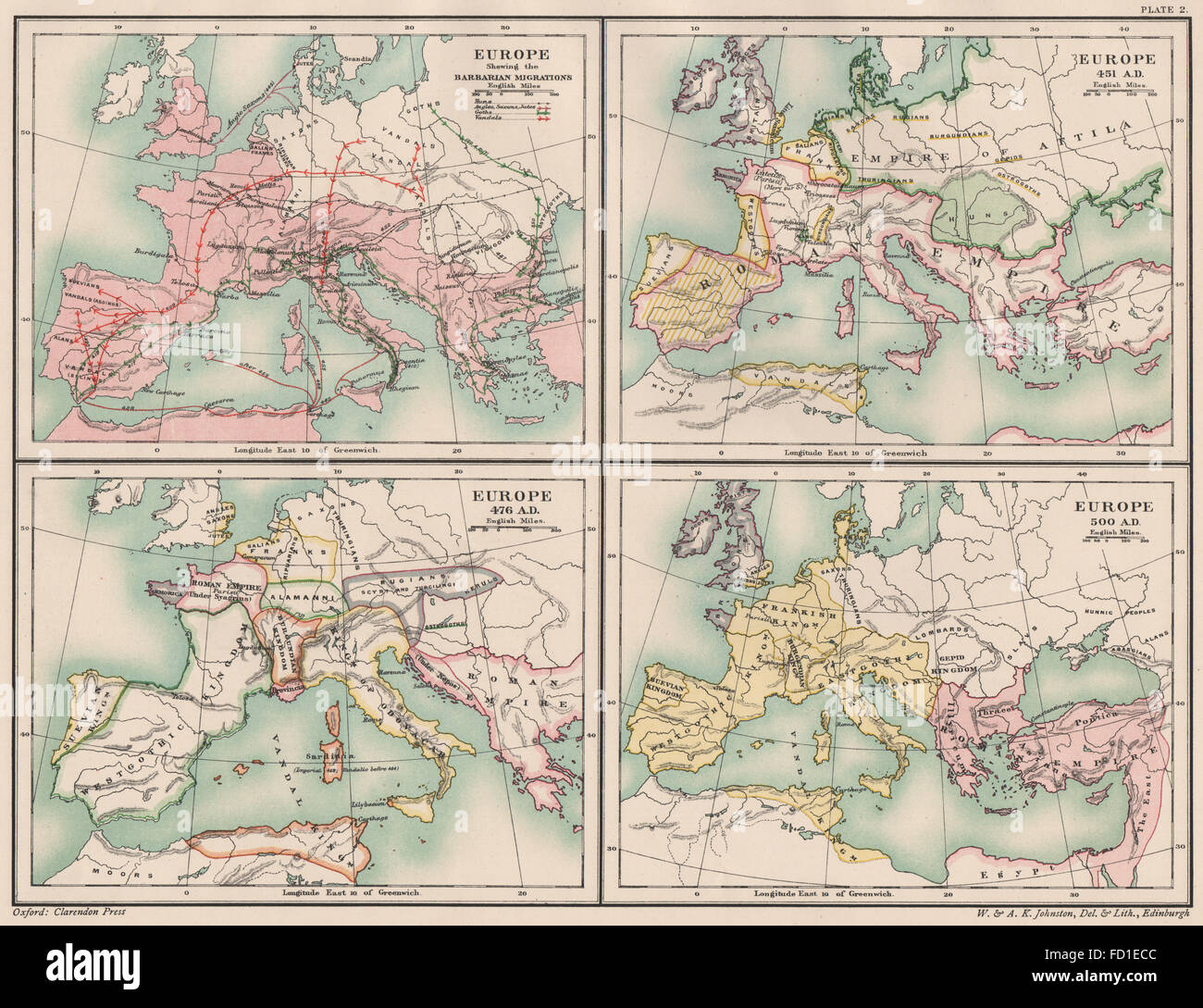 DARK AGES EUROPE: Barbarian Migrations; 451 476 500 AD. 5th century ...