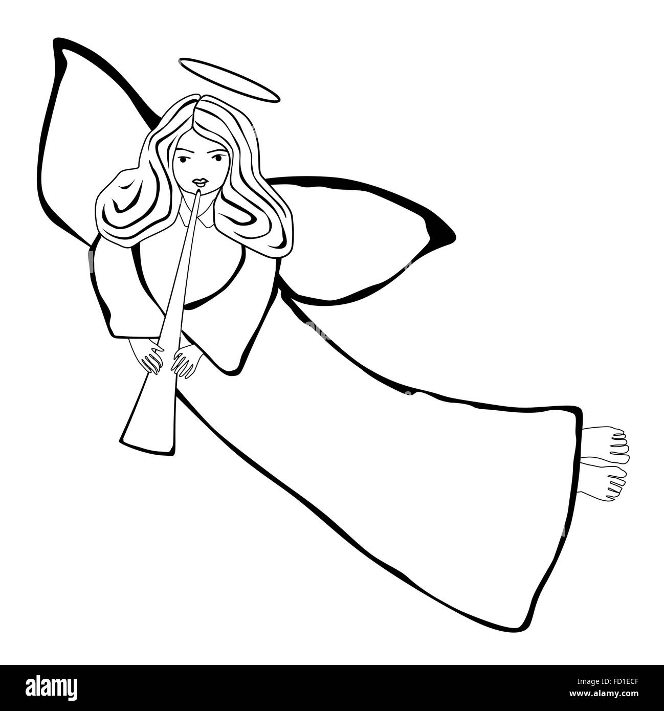 Angel trumpet illustration Black and White Stock Photos & Images - Alamy