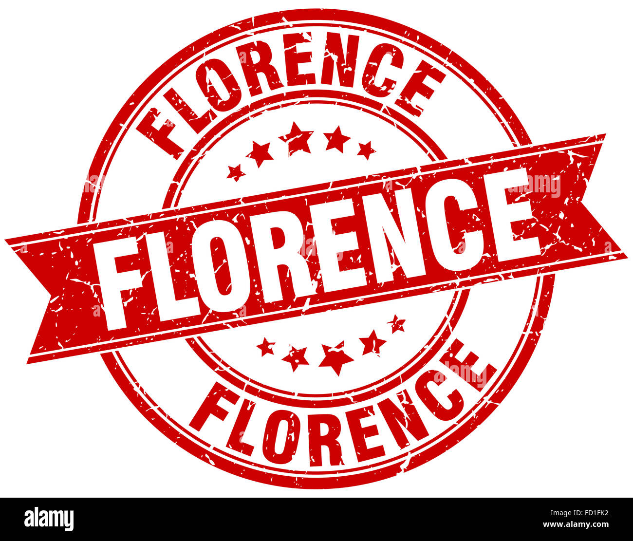 Florence red round grunge vintage ribbon stamp Stock Photo - Alamy