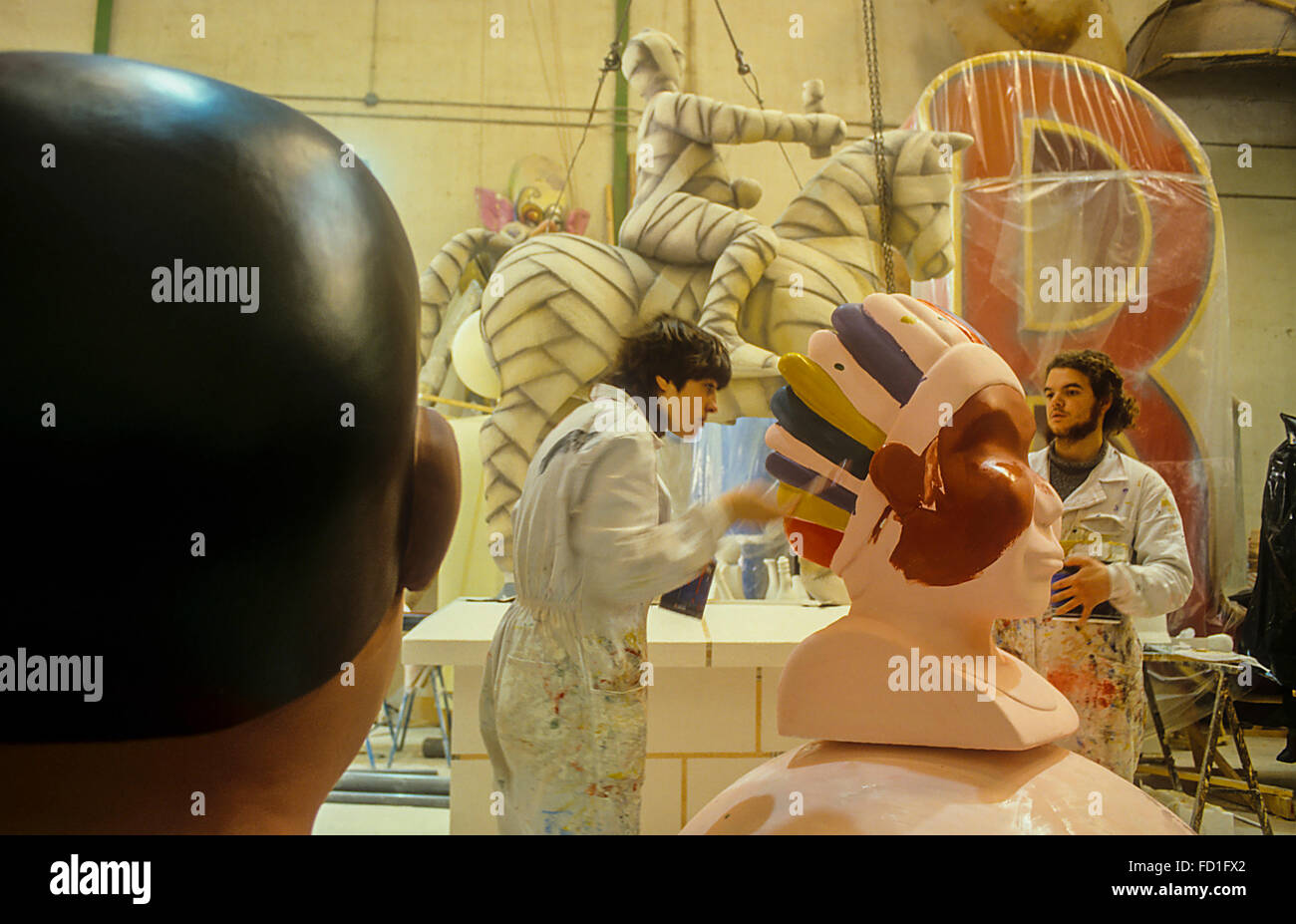 Workers making a falla in workshop of Manolo Martin,Ciudad del artista ...