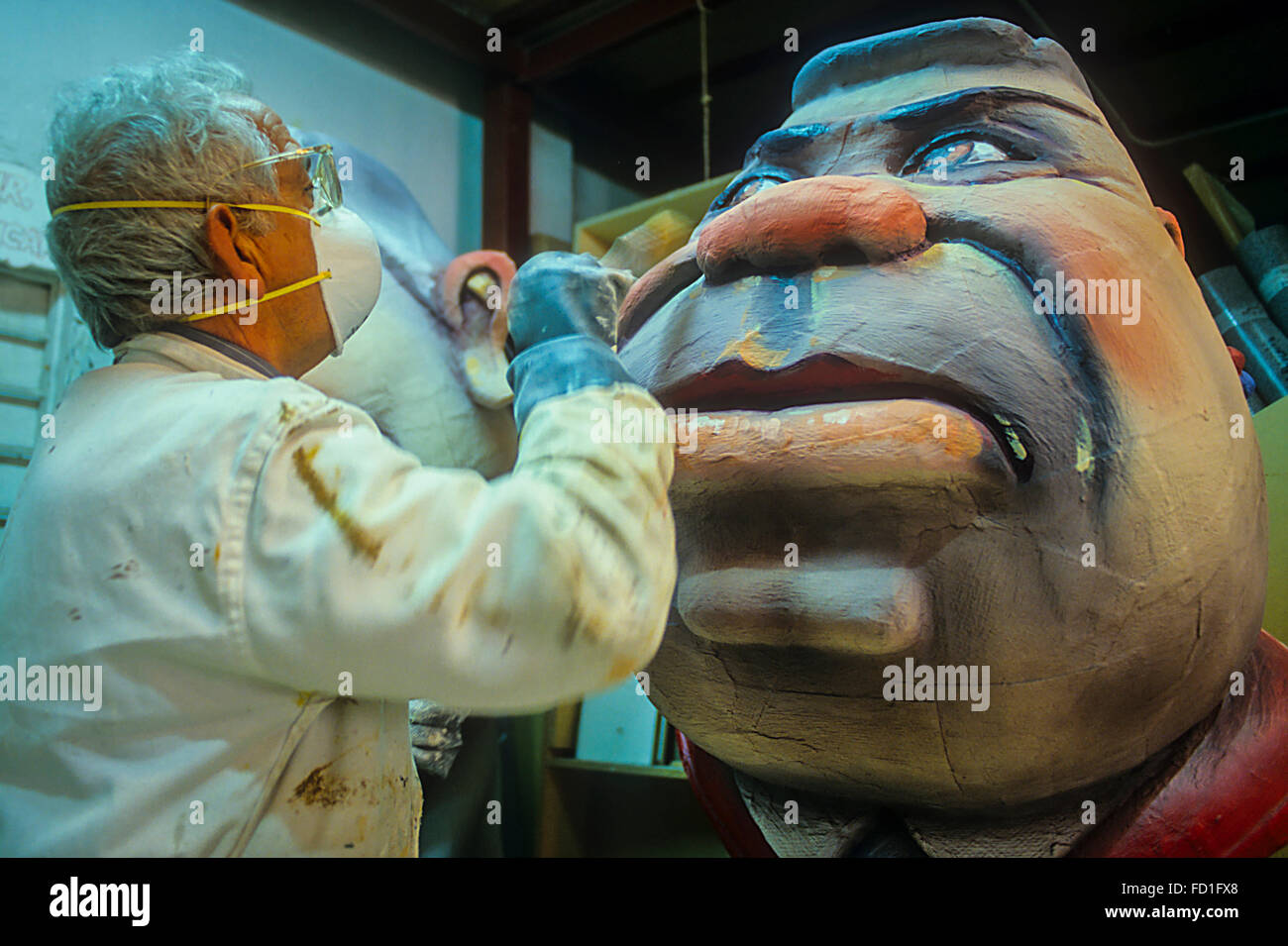 man making a falla in workshop of Manolo Martin,Ciudad del artista ...