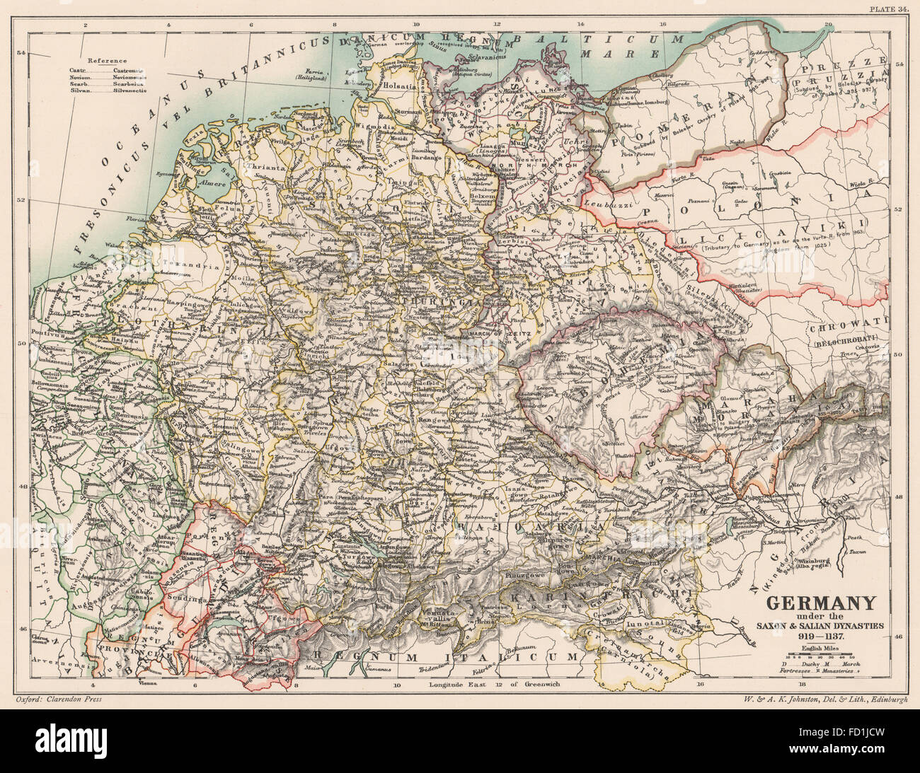 GERMANY 919-1137: under the Saxon & Salian Dynasties, 1902 antique map ...