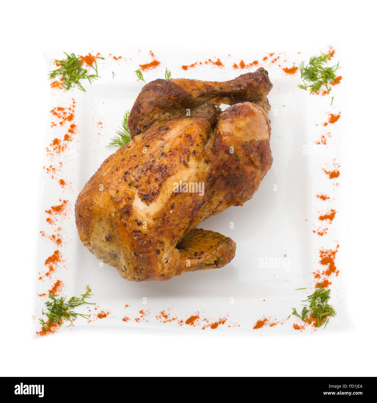 baked fried chicken carcass isolated on white Stock Photo - Alamy