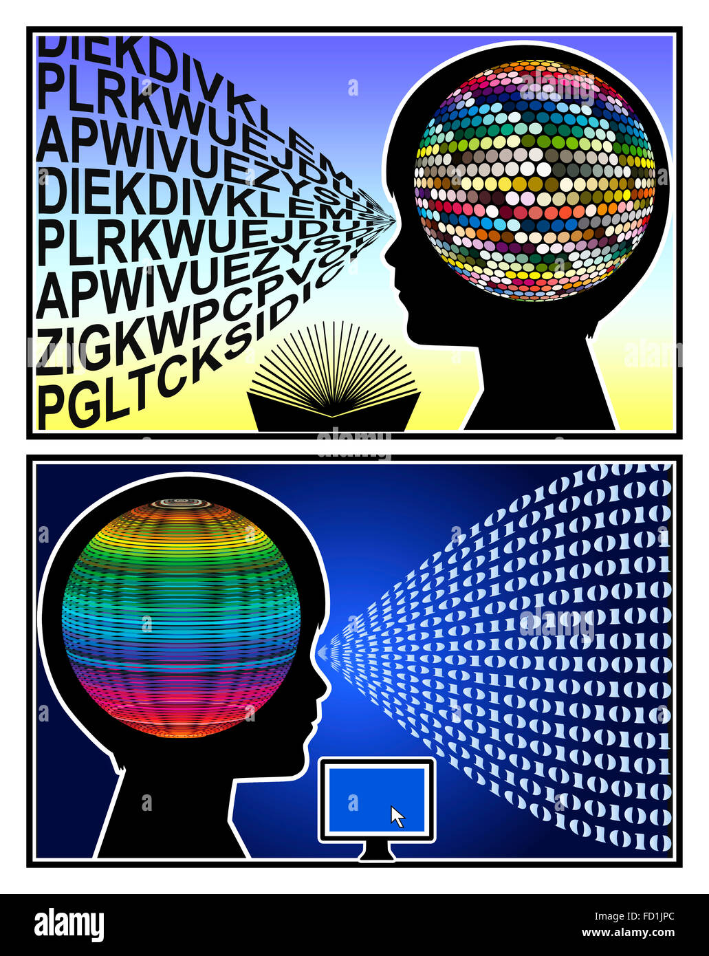 Books versus Computer Stock Photo - Alamy