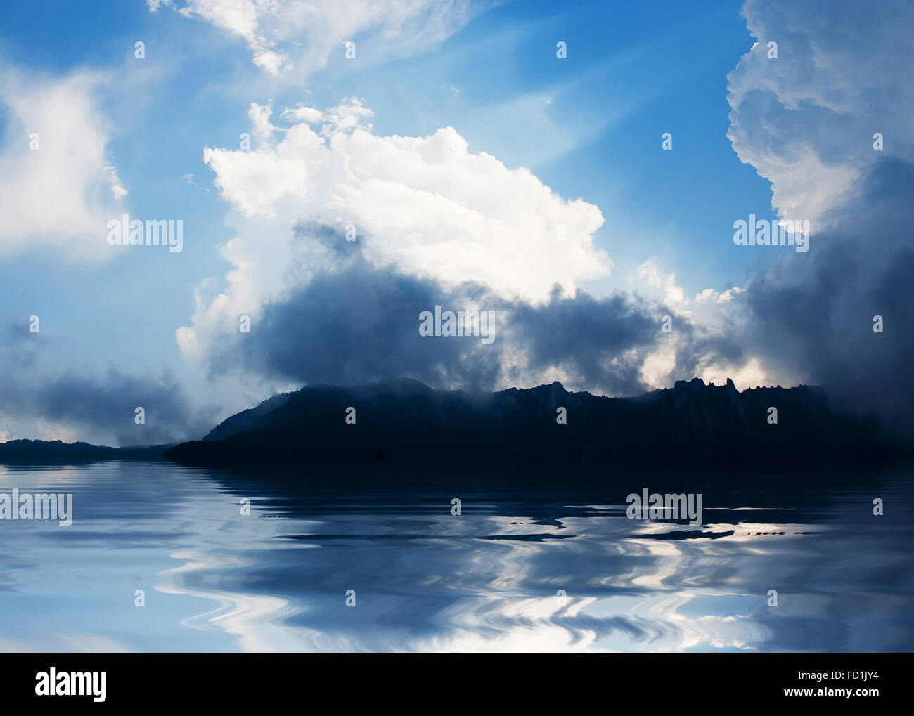 mountain lake with clouds reflection Stock Photo - Alamy