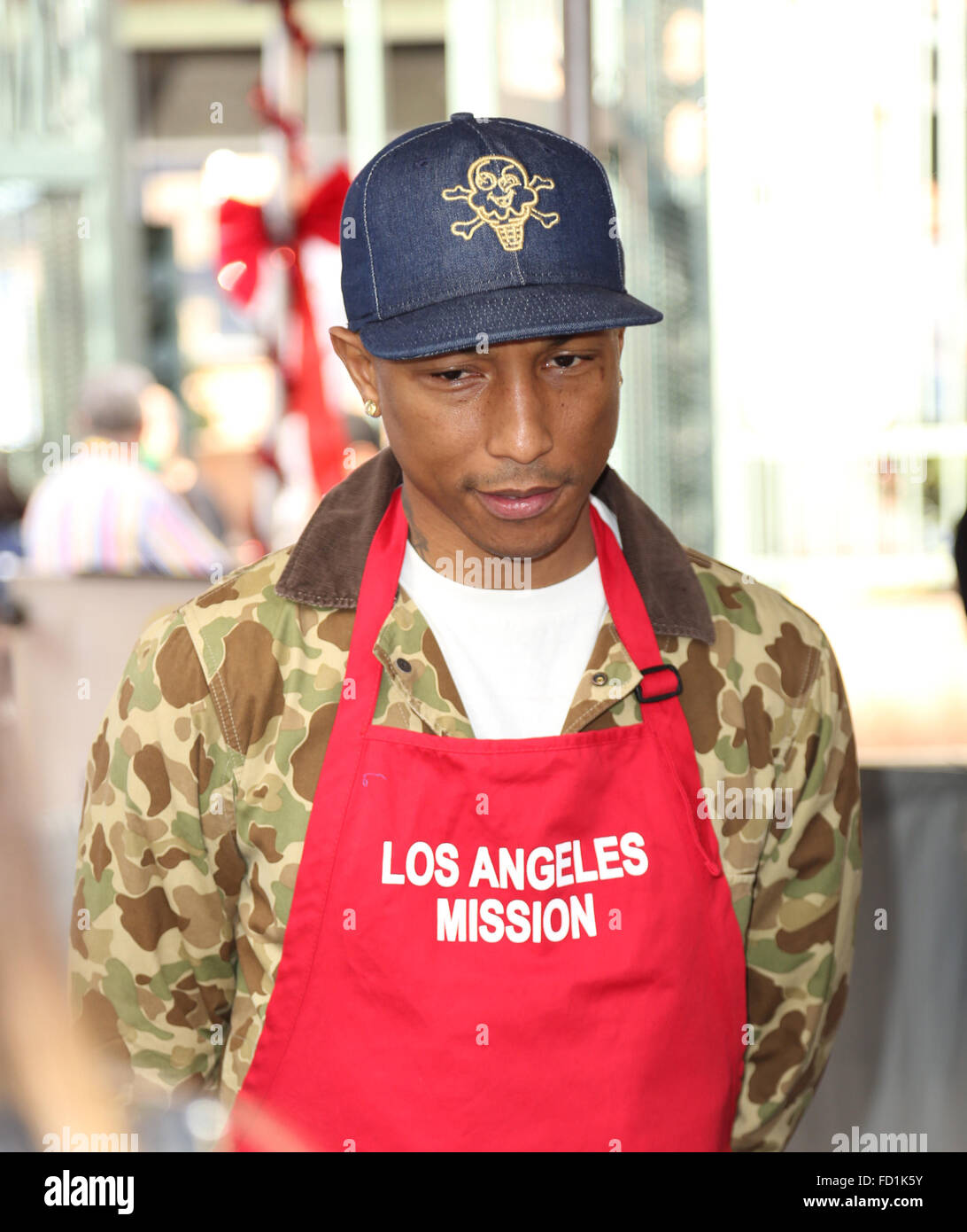 Los Angles Mission Christmas Meal to the Homeless Featuring: Pharrell ...