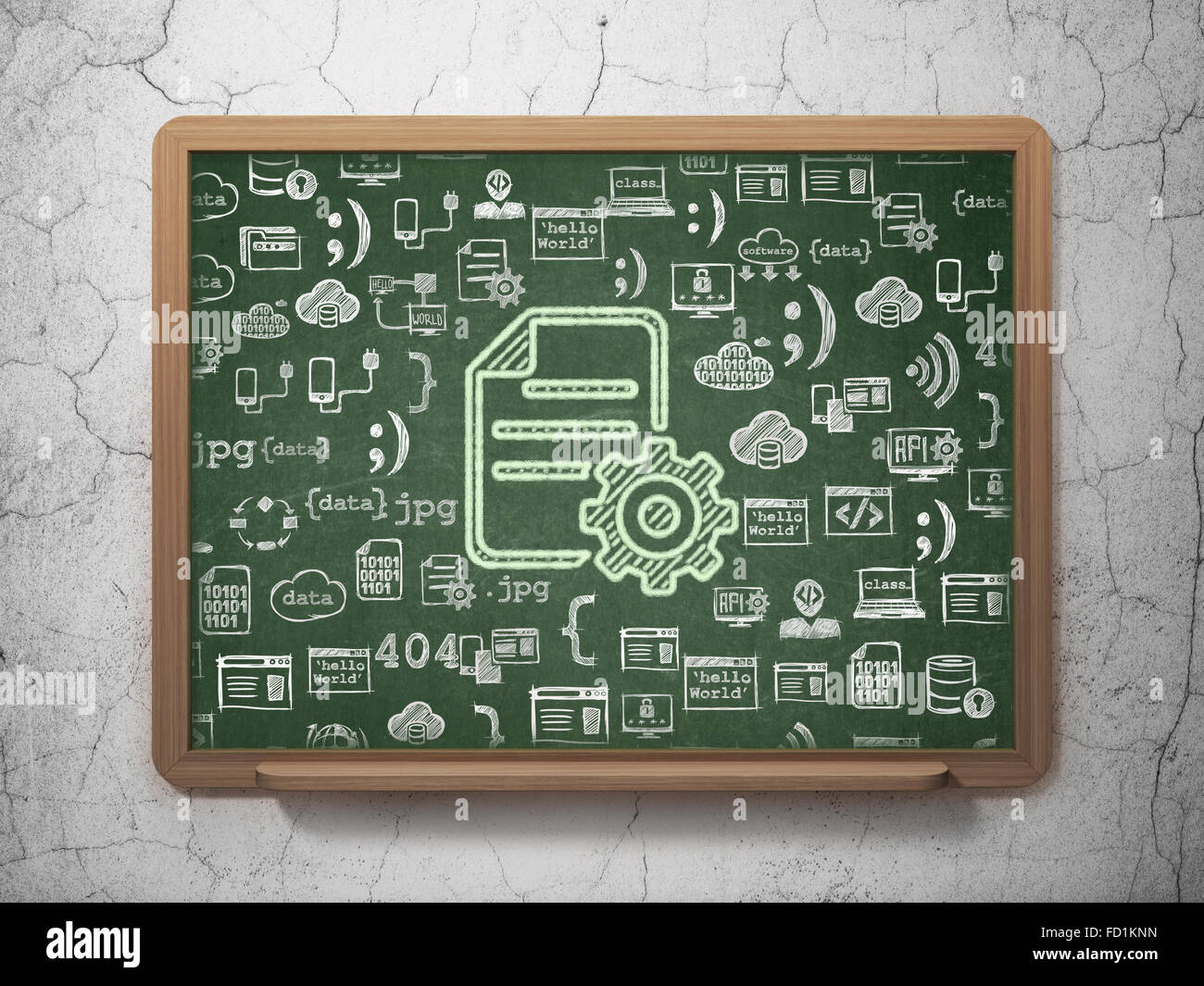 Programming concept: Gear on School Board background Stock Photo - Alamy