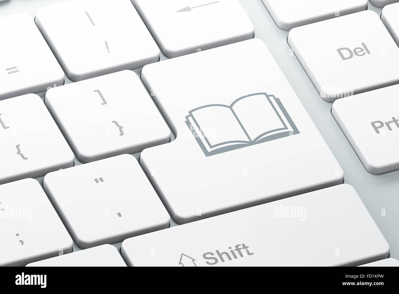 Learning concept: Book on computer keyboard background Stock Photo - Alamy