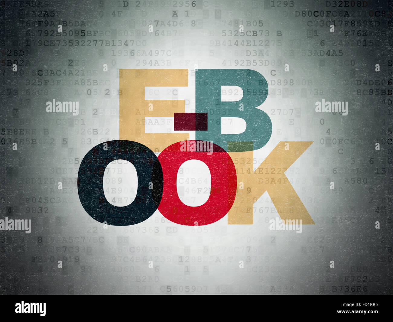 Learning concept: E-Book on Digital Paper background Stock Photo - Alamy