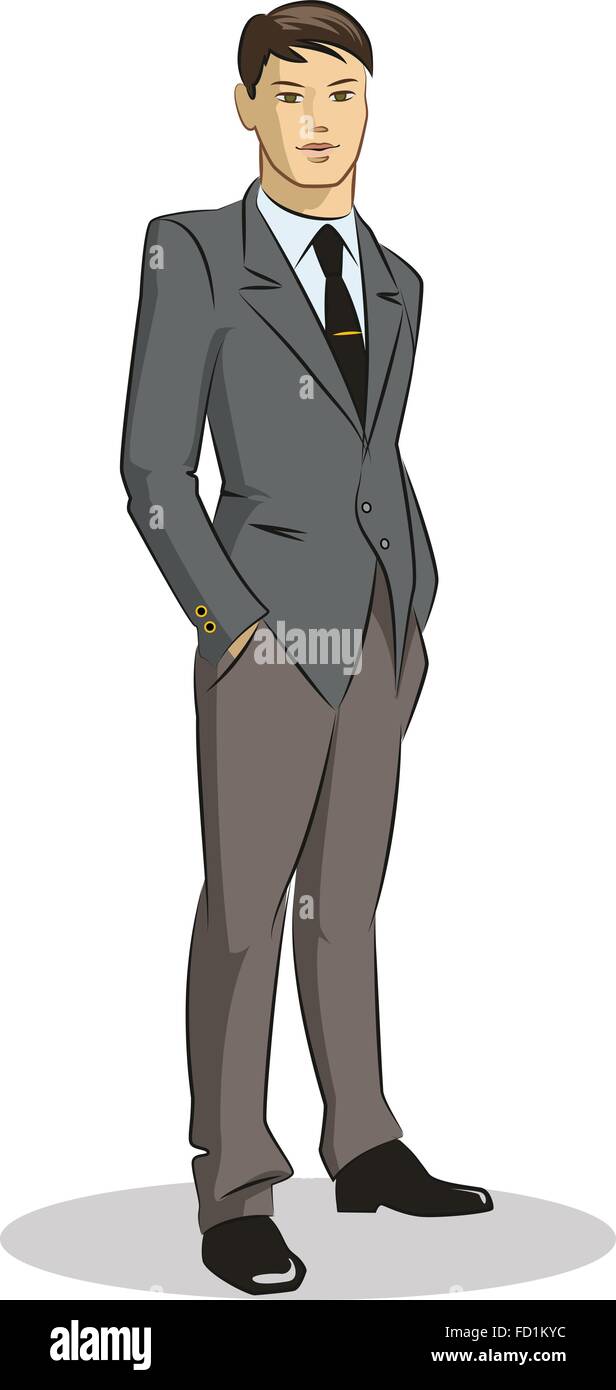 Businessman standing. Vector illustration isolated on a white ...