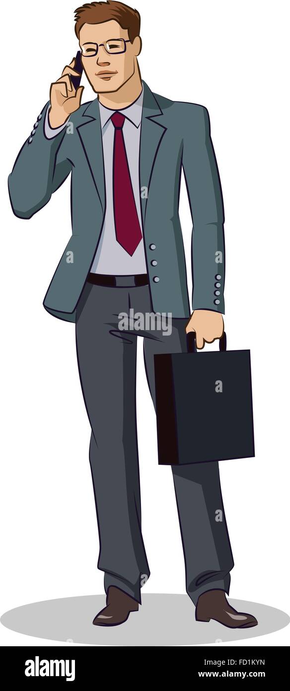 Businessman standing. Vector illustration isolated on a white ...