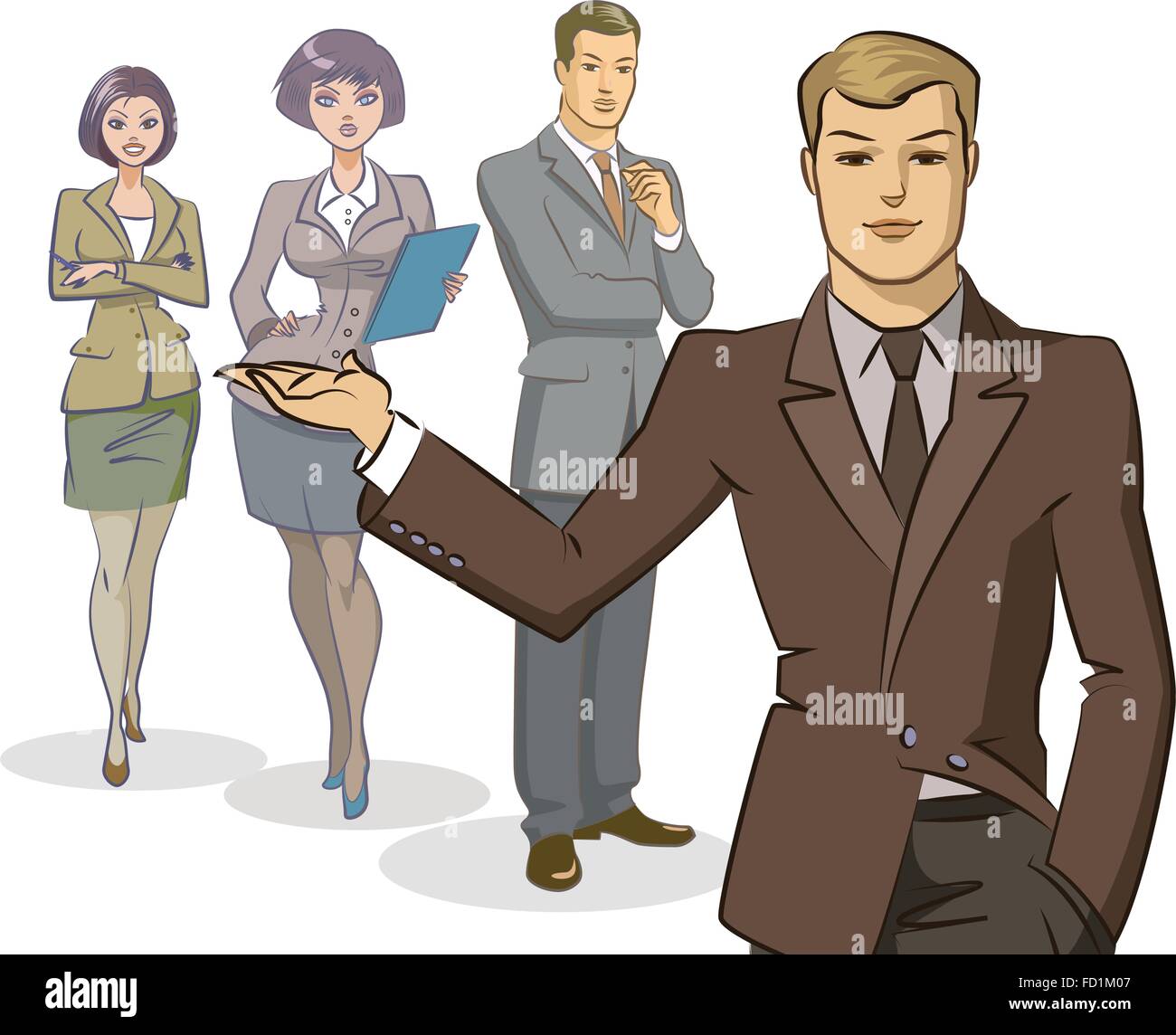 Businessman group standing. Vector illustration isolated on a white ...