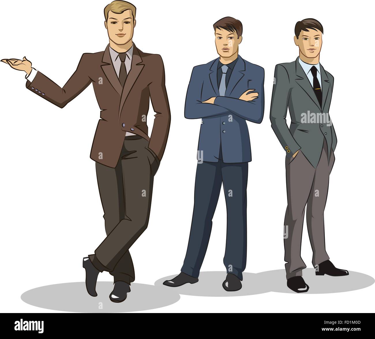 Businessman group standing. Vector illustration isolated on a white ...