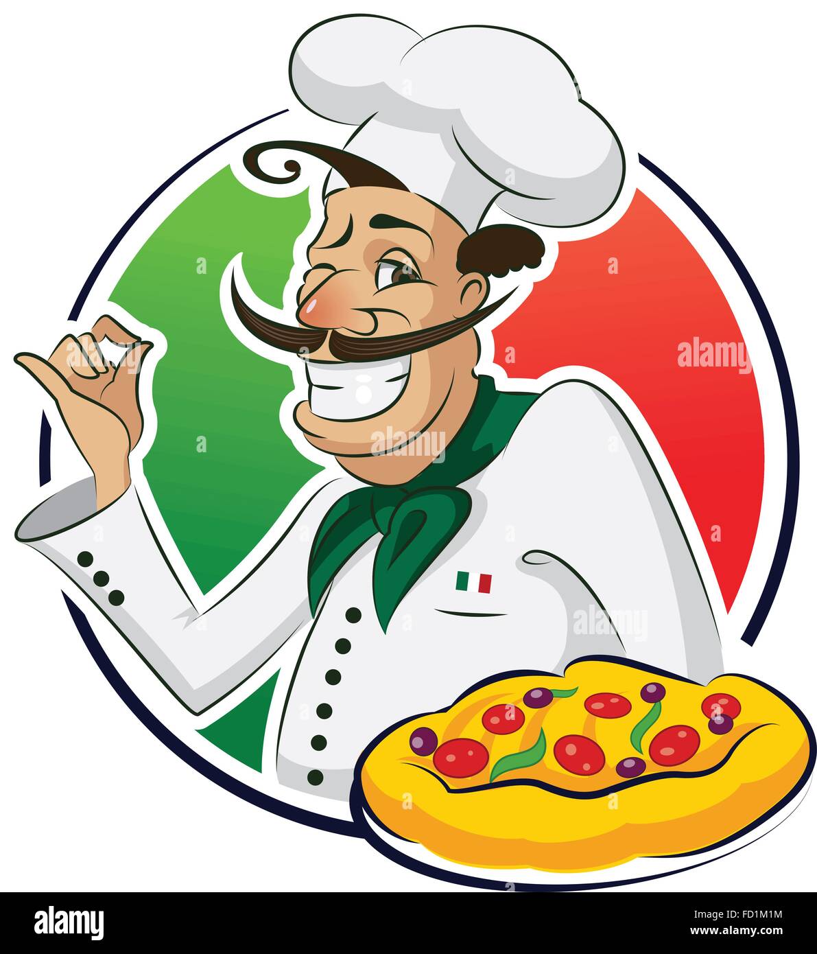 cook pizza. Vector illustration isolated on a white background Stock ...