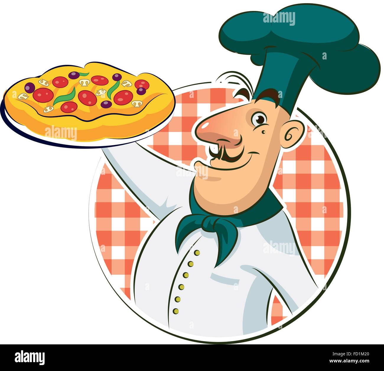 Cook Pizza Vector illustration isolated on a white background Stock ...