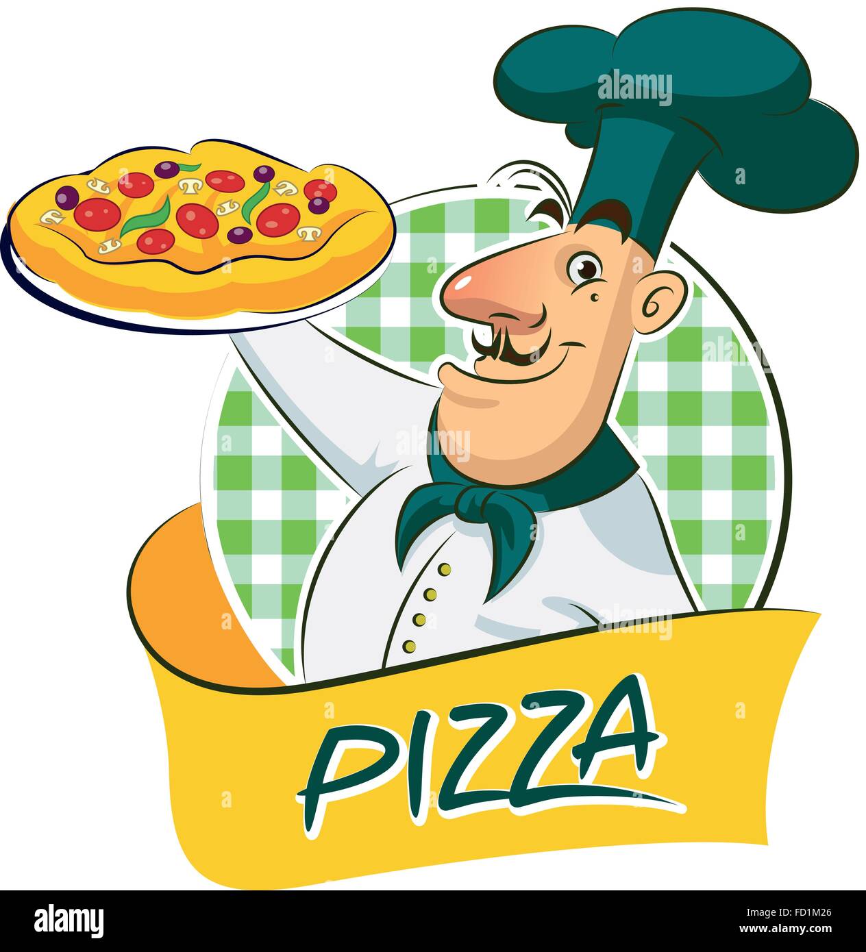 Cook Pizza Vector illustration isolated on a white background Stock ...