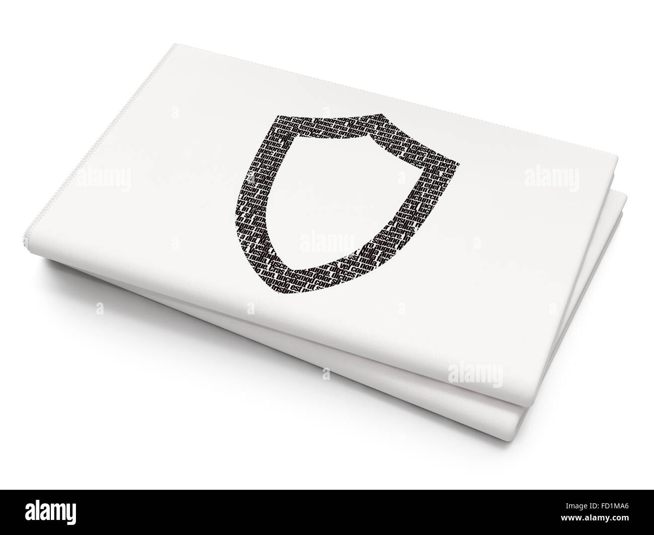 Protection concept: Contoured Shield on Blank Newspaper background ...
