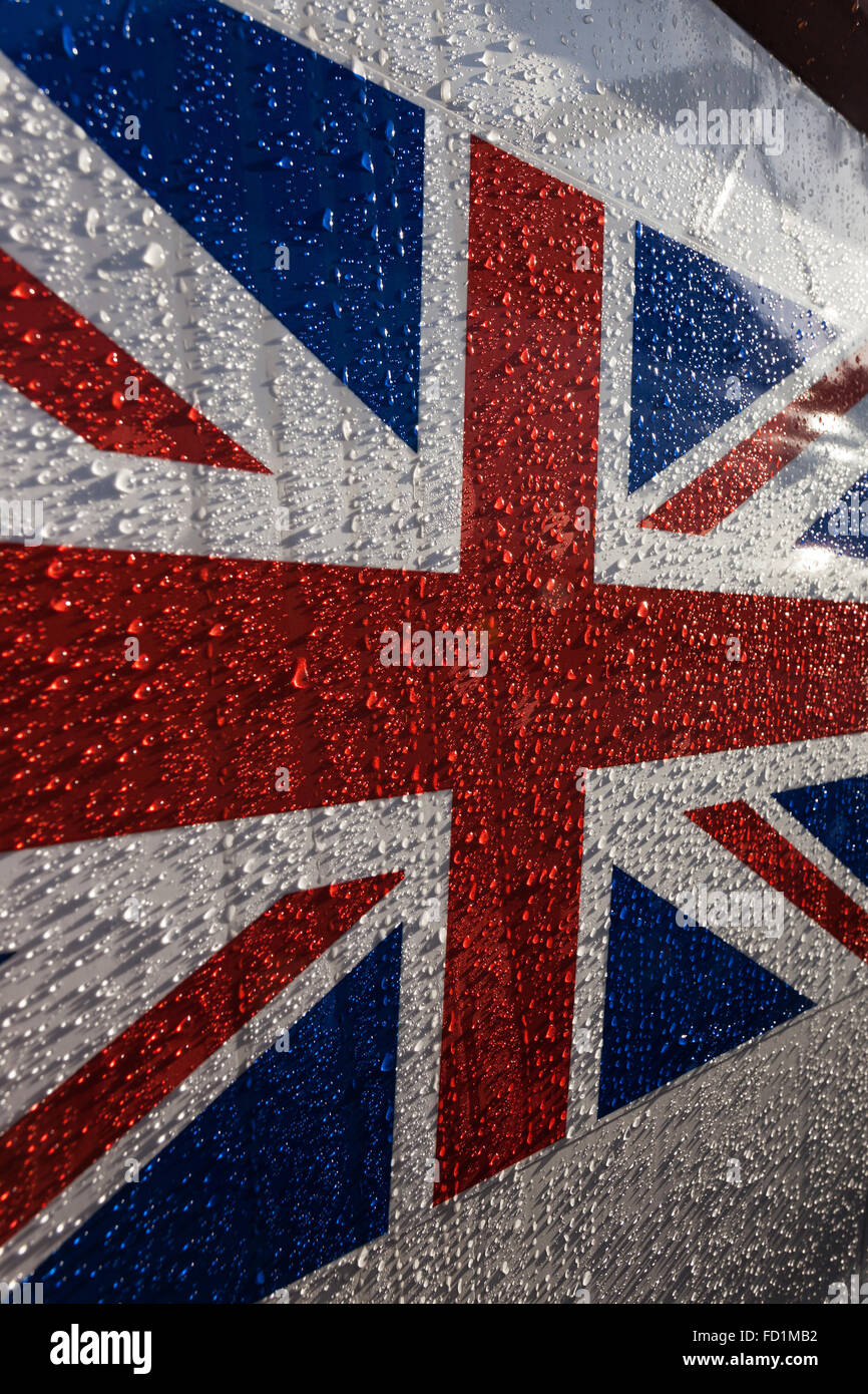 British flag on white background (sailing boat) with raindrops Stock ...