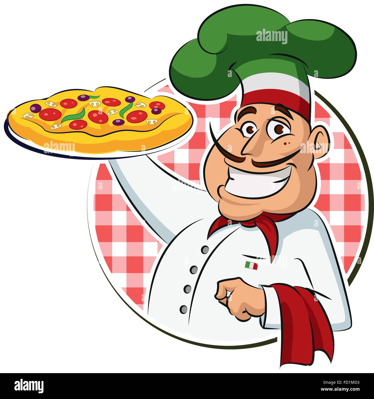 Cook Pizza. Vector illustration isolated on a white background Stock ...